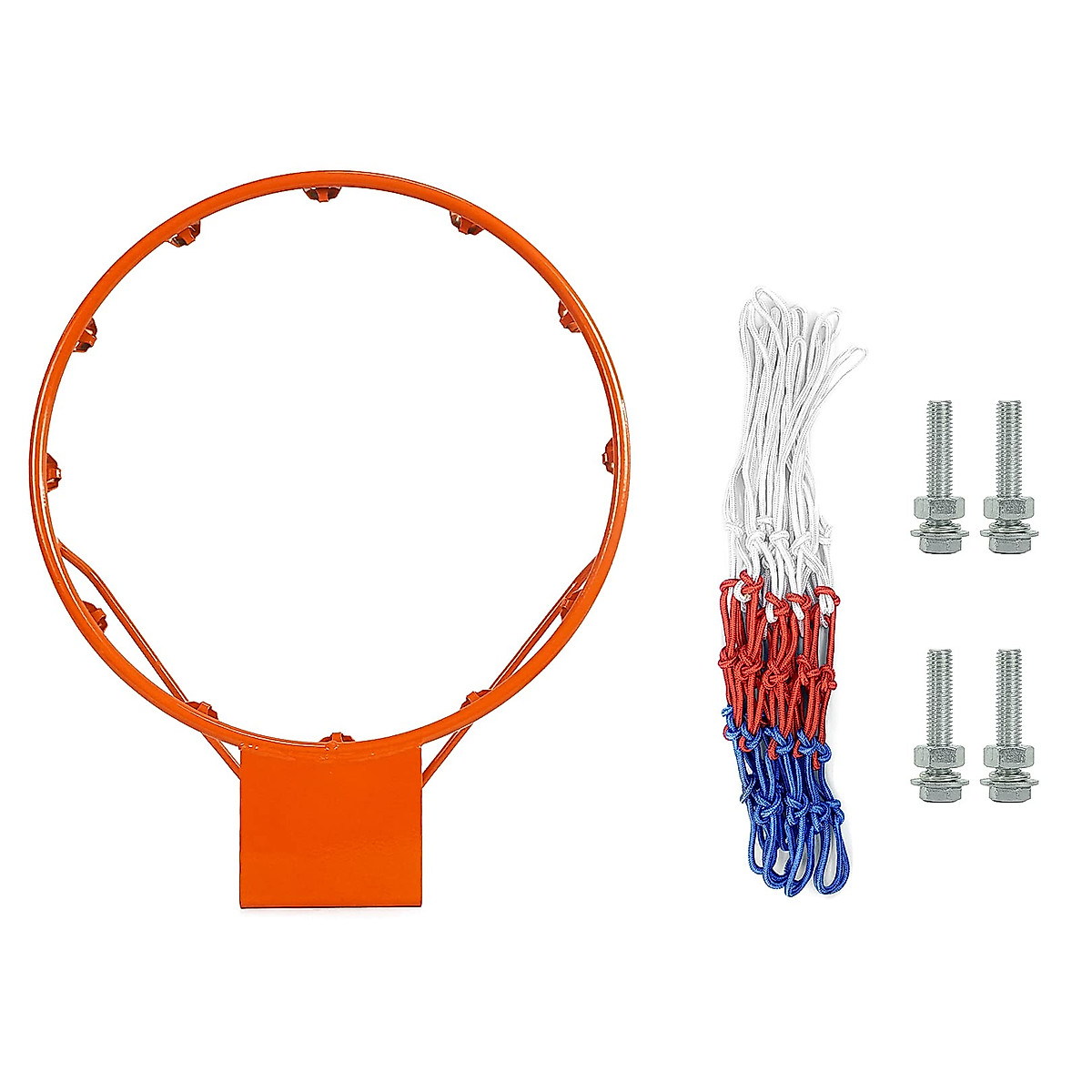 Aoneky Basketball Rim Replacement, Standard 18" Size Basketball Goal Hoop with Net - 14mm Orange