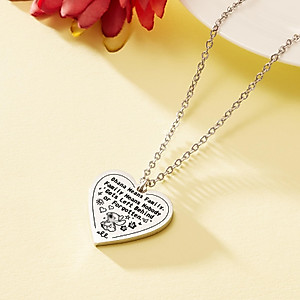 HOFOYA Ohana Means Family Heart-Shape Stitch Pendant Necklace Hawaiian Blessing Jewelry Gifts for Women Teen Girls,Christmas Birthday Gifts for Daughter Sister Best friends.