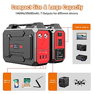 Apowking 146Wh Portable Power Bank with AC Outlet & 40W Foldable Solar Panel, Portable Laptop Charger 110V/100W with USB & DC Output for Camping, Home Emergency, Traveling, RV Trip