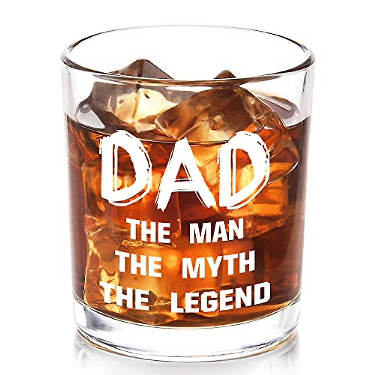 DAZLUTE Father’s Day Gifts for Dad, Dad The Man The Myth Whiskey Glass, Birthday Christmas Gifts for Dad Papa Daddy Him, Father Gifts, Dad Gifts from Daughter Son, 10Oz Old Fashioned Glass