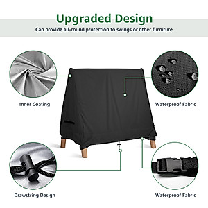 Outdoor Swing Cover A Frame 420D Waterproof Porch Swing Cover UV Resistant Weather Protector Patio Furniture Cover for Outdoor Furniture 72x67x55 Inch (Black)