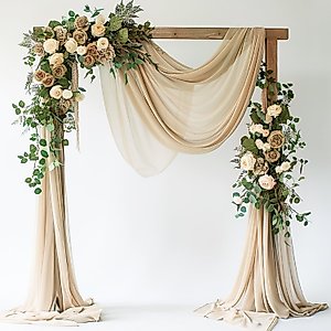 Wokceer Wedding Arch Draping Fabric 28.7" x 20FT Champagne Drapes Sheer Fabric Backdrop Arch Draping Fabric for Wedding Ceremony Birthday Party Bridal Shower Decoration