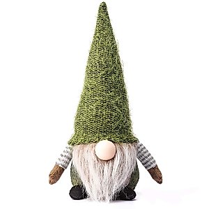 Funoasis Christmas Gnome Gifts Holiday Decoration Birthday Present Handmade Tomte Plush Doll, Home Ornaments Tabletop Santa Figurines 14 Inches (Green)