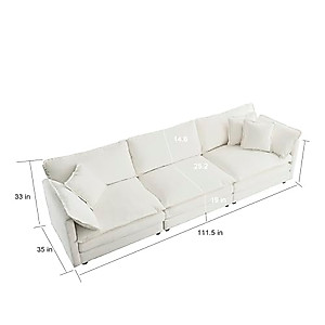 Free Combination Cloud Sofa Comfy Boucle Couch Luxury 3 Seaters Chenille Upholstered Leisure Wide Deap Seat Modular Sectional Sofá Convertible Minimalist Couches Oversized Loveseat with Throw Pillows