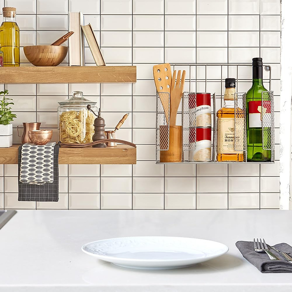 EZOWare Wall and Cabinet Door Mount Kitchen Wrap Organizer Rack Holder For Organizing Food Storage Bags, Aluminum Foil, Plastic Wrap, Wax Paper, Metal Silver