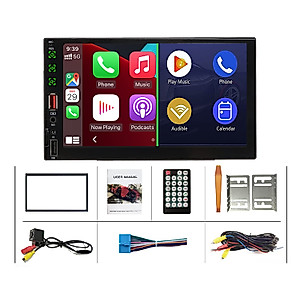 Double Din Car Stereo Compatible with Wireless Apple Carplay and Android Auto,7 Inch Touch Screen with Bluetooth 5.2,16-Segment EQ Car Audio Receivers,Mp5,Mirror Link,HD Backup Camera,FM Car Radio