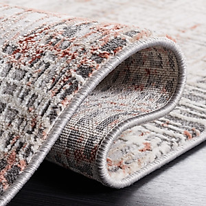 SAFAVIEH Vogue Collection Area Rug - 9' x 12', Rust & Grey, Modern Abstract Design, Non-Shedding & Easy Care, Ideal for High Traffic Areas in Living Room, Bedroom (VGE117P)