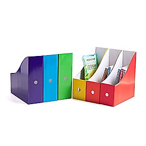 Magazine File Holder, Folder Holder, Magazine Organizer, Book Bins, Set of 6, Multi-Color