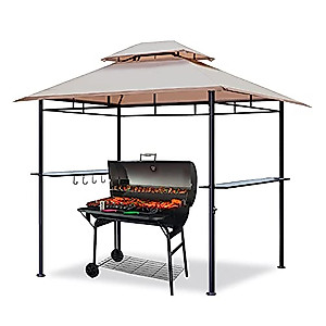 CoastShade 6x9 Grill Gazebo Double Tiered Outdoor BBQ Canopy,Grill Gazebo Shelter for Patio and Outdoor Backyard BBQ (Beige, Straight 6‘x9’)