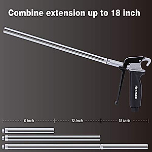 Hromee 12 Pieces High Flow Air Blow Gun Kit with Safe Quiet Xtreme Nozzles Rubber Tip 6/12 Inch Extension Chip Guard and Needles Duster Gun and Air Compressor Accessories