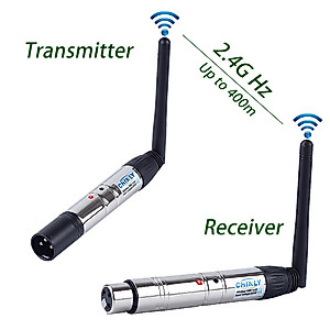 CHINLY 8pcs 2.4G DMX512 Wireless 1 Male Transmitter & 7 Female Receivers Control for Stage PAR Party Light