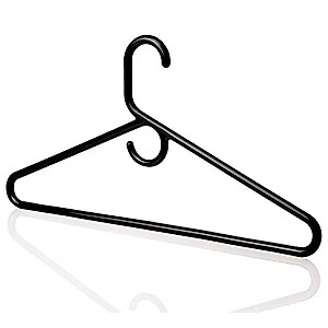 Plastic Hangers HD Heavy Duty, 16 Pcs. Black Color, Made in USA, 3/8” Thickness, Durable, Tubular, for Clothes, Coat, Pants, Shirts, Dress and More, TINEFF, Free and Quick delivery from USA