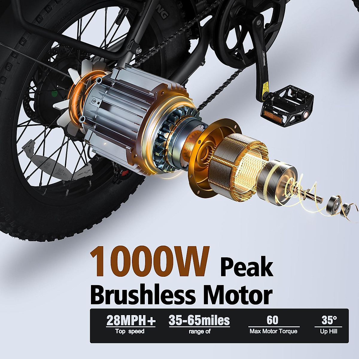 ACTBEST Electric Bike for Adults, 20" X4 Fat Tire Ebikes with Peak 1000W Brushless Motor, 648Wh Removable Battery, Step-Thru E Bicycle Bike up to 28MPH, 7-Speed, Knight