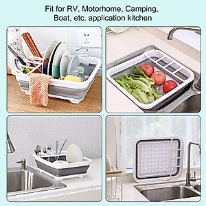LLygezze Collapsible Drying Dish Storage Rack, Dish Drainer Dinnerware Basket for Kitchen Counter RV Campers Portable Dinnerware Organizer