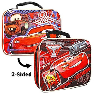 Disney Cars Reversible Lunch Bag with Bonus Tattoos and More (Boys Girls Kids Disney Cars School Supplies)