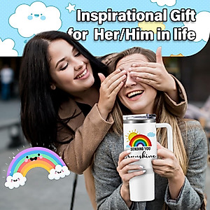 Human Sunshine Gifts for Women Men, 40oz Sending You Sunshine Tumbler, Positivity Birthday Gifts For Women, Inspirational Gifts for Friends Coworker Leader Boss, Human Sunshine Definition Gifts