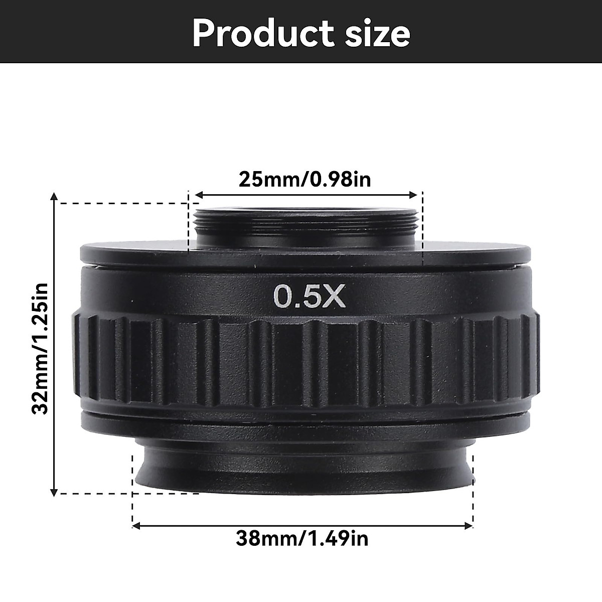 Agatige 0.5X C Mount Adapter Lens, Microscope Adapter Camera Adapter Mount Lens Adapter Trinocular Stereo Microscope Tube Focusing 38mm for Digital Camera CX Photo Port Stereo T490 Series Microscopes