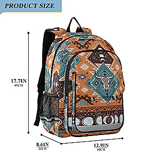 ALAZA Indian Tribal Aztec Geometric Skulls Backpack Bookbag Laptop Notebook Bag Casual Travel Trip Daypack for Women Men Fits 15.6 Laptop