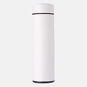 MMSA Insulated Tumbler Bottle with LED Temperature Display in Fahrenheit (White)