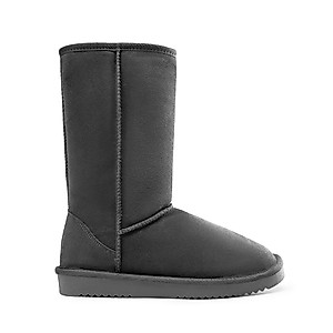 DREAM PAIRS Women's High-top Winter Snow Boots Slip on Warm Comfortable Outdoor Booties Shoes for Women FuzzyClassic,Size 10,Grey,Shorty_HIGH