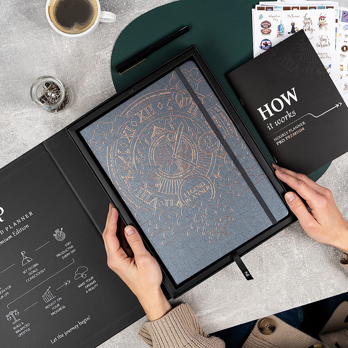 Legend Hourly Planner PRO Premium – Large Undated Schedule Planner with Time Slots – Personal & Work Organizer for Daily, Weekly & Monthly Planning – Time Management Planner – A4 size (Mystic Gray)