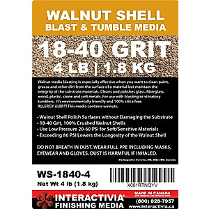 4 lbs or 1.8 kg Ground Walnut Shell Media 18-40 Grit - Fine Walnut Shells for Tumbling, Vibratory Or Blasting