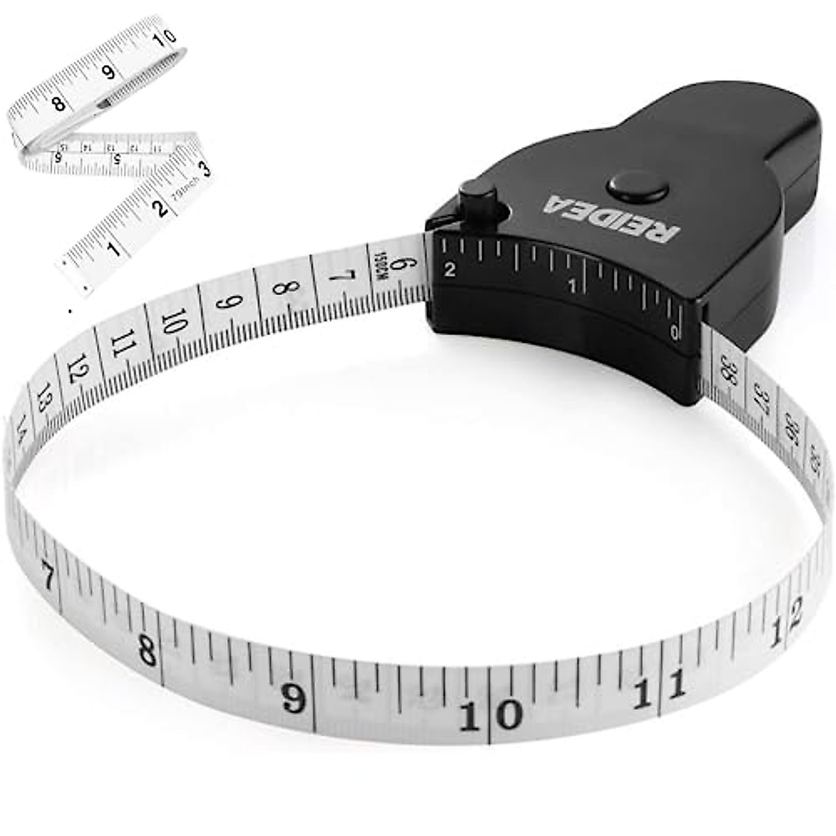 REIDEA Body Measure Tape 60in (150cm), Lock Pin and Push-Button Retract, Ergnomic and Portable Design, Incl. Bonus Kit (1x 79in Clothing Measure Tape, 1 x 60in Mini Retractable Tape Measure), Black