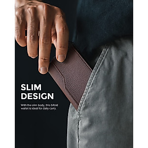 VULKIT Card Holder Wallet for Mens with ID Windows RFID Blocking Pop Up Wallet Slim Leather Wallet Holds Up to 12 Cards Men's Card Case, Dark Brown