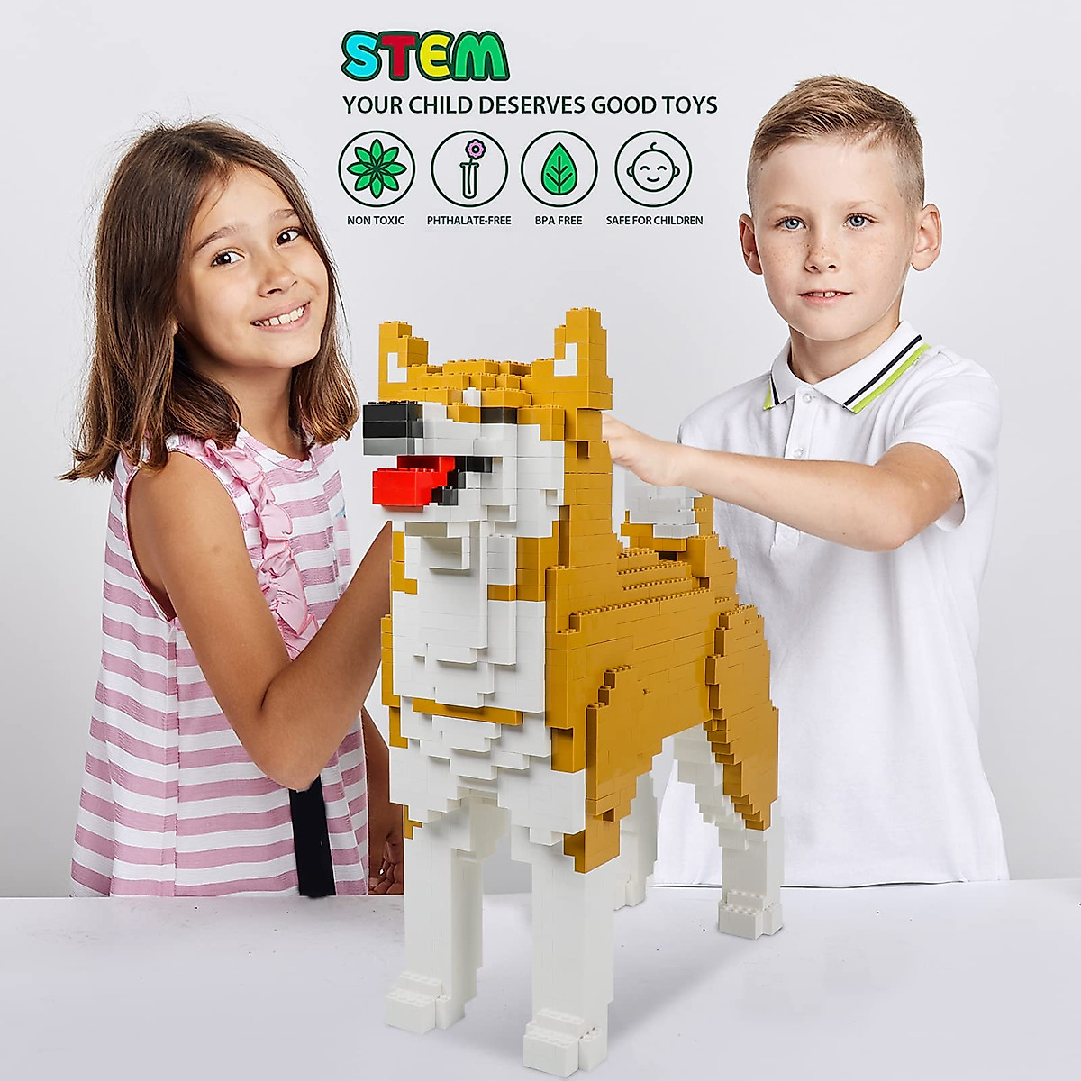 EP EXERCISE N PLAY 1512 PCS Large Dog Building Set Animals Building Blocks 1:1 Life-Size Shiba Inu Pets Toys Gifts for Kids or Adult