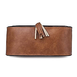 UKENENG Women's Crossbody Bag Shoulder Bag with Tassel Purse Shoulder Bucket Cross-body Purse (Brown)