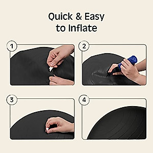 Retrospec Luna Exercise Ball - 55, 65, or 75cm Yoga Ball for Workouts, Stability, Pregnancy - Swish Balance Ball w/Pump for Office & Home Gym