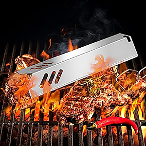 Plowo Stainless Steel Heat Plate Shield Gas Replacement for Dyna-Glo DGF510SBP, Backyard BY13-101-001-13, Uniflame GBC1059WB, BHG Grill Models, 4-Pack BBQ Burner Covers Flame Tamer, 15” x 3 13/16”