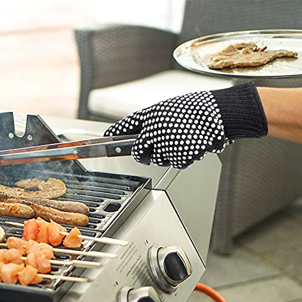 BBQ Grill Glove, Pot Holder Oven Mitts (1PCS) Heat Resistant Cooking Glove, Fireproof Resistant Designed Oven Glove for Welding, Barbecue