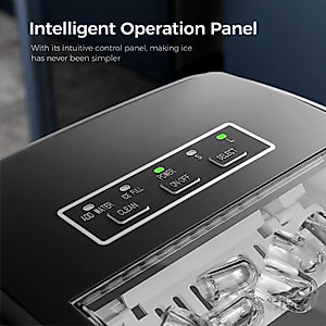 Electactic Ice Makers Countertop,26Lbs/24H,9 Cubes in 6 Mins,Portable Ice Maker Machine with Self-Cleaning,2 Sizes of Bullet Ice,Perfect for Home Kitchen(Black)