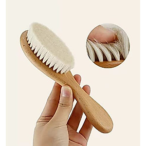 PandaEar Baby Hair Brush and Comb Set for Newborn| Natural Wooden Hairbrush with Soft Goat Bristles, Pear Wood Comb and Wooden Massage Brush for Infant, Toddler, Kids
