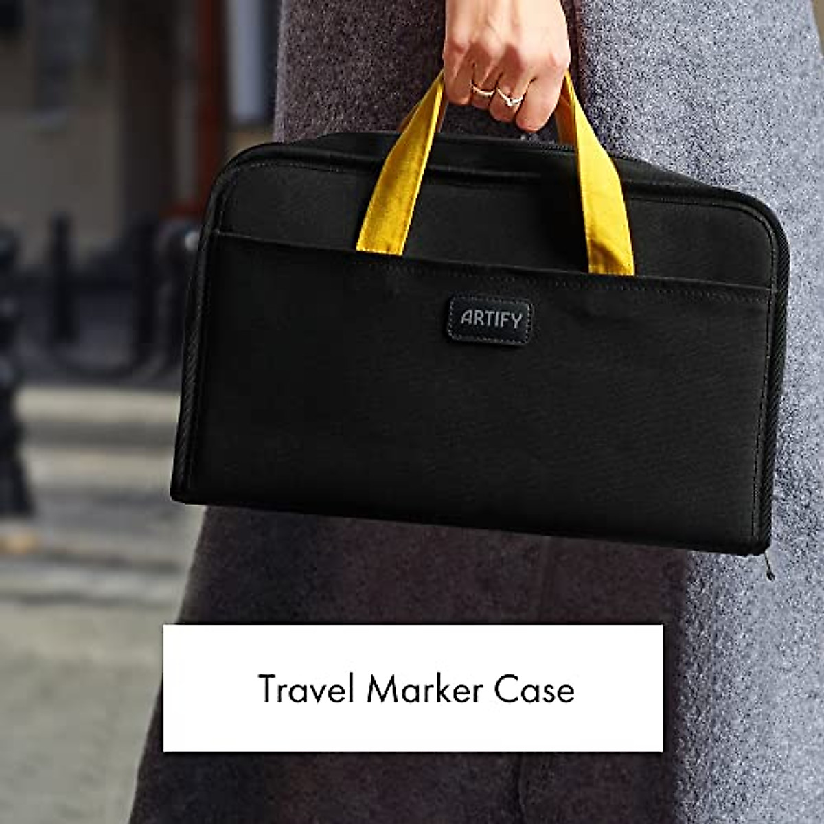 ARTIFY 48 Slot Canvas Marker Pen Organizer Bag, Carrying Case for School, Office, Travel & Storage with Zipper Pocket (C)