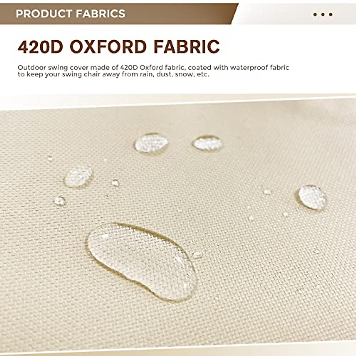 Quekehis Outdoor Swing Cover Waterproof 3 Seater Hammock Cover Patio Swing Chair Cover Garden Glider Cover Porch Swing Cover for Outdoor Furniture All Weather Protection Beige