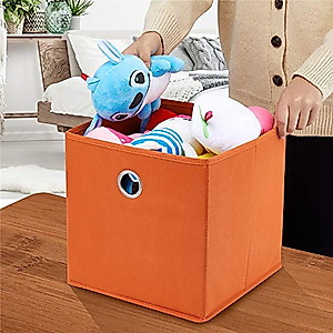 Orange Storage Cubes Bins 11x11x11 Cubicle Cubes Organizer Baskets Fabric Storage Drawers Foldable Cubes Storage Boxes Collapsible Cubes Inserts Storage for Closet Organizer Shelves,QY-SC20-3