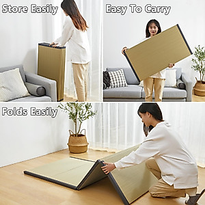 §ｈａｒｕｋｉ Japanese Tatami Mat, Thick Tatami Mat Twin Floor Mattress, Japanese Rush Grass, Used for Sleep, Meditation, Yoga, Zen Tatami Mat (Natural,78.7" L x 35.4" W x 1.2" H)