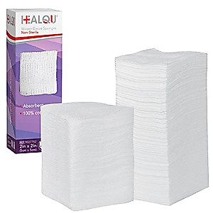 HEALQU Gauze Pads, 2"x2" Pack of 200, 8 Ply - Non-Sterile Woven Surgical Sponges for Wound Dressing, Debridement, Cleaning, Prepping - Medical Gauze Sponges,