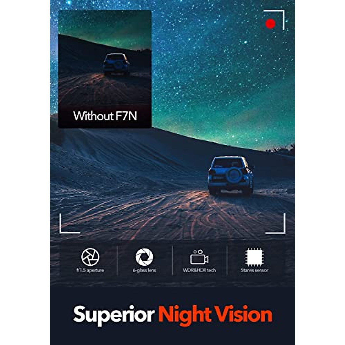 REDTIGER F7N 4K Dual Dash Cam Built-in WiFi GPS Front 4K/2.5K and Rear 1080P Dual Dash Camera for Cars,3.18 inch Display,170 Deg Wide Angle Dashboard Camera Recorder,Support 256GB Max