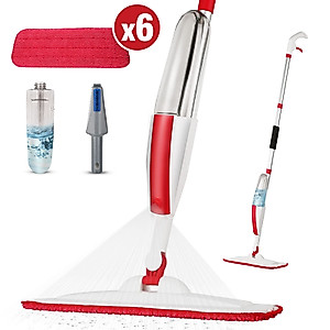 Mops for Floor Cleaning Wet Spray Mop with a Refillable Spray Bottle and 6 Washable Microfiber Pads Home or Commercial Use Dry Wet Flat Mop for Hardwood Laminate Wood Ceramic