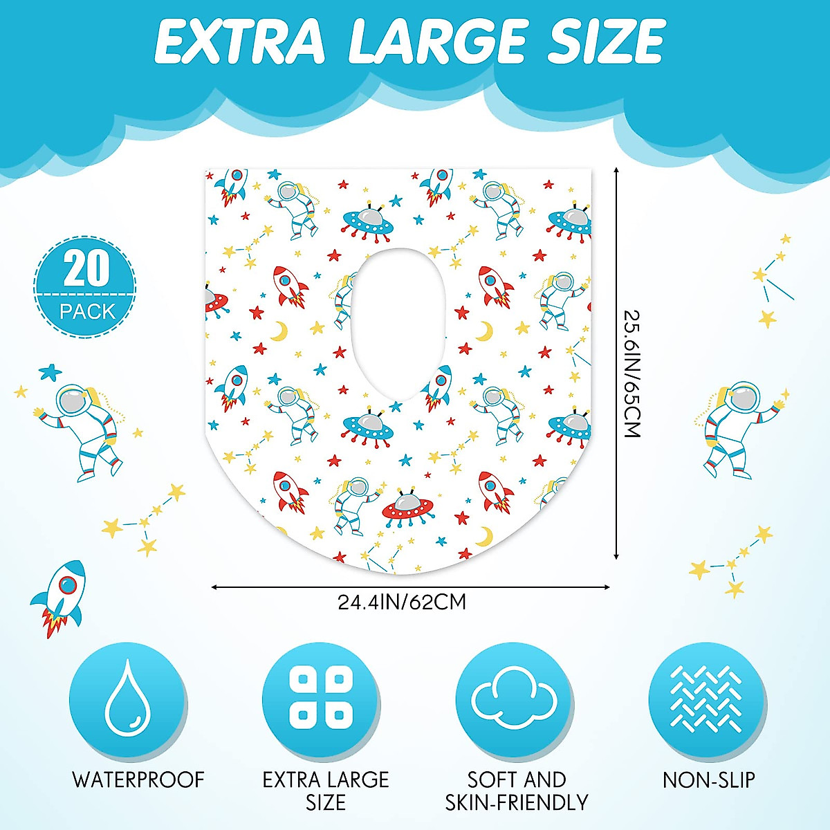 20 Pcs Disposable Toilet Seat Covers Waterproof Extra Large Seat Covers for Kids, Individually Wrapped Portable Toilet Seat Cover for Travel, Toddlers Potty Training in Public Restrooms