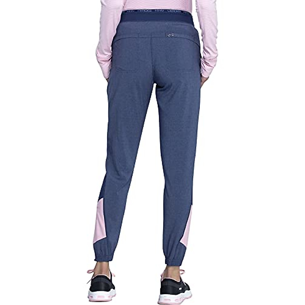 Cherokee Infinity Women Scrubs Pant Mid Rise Jogger Plus Size CK225AP, 3XL Petite, Heather Navy
