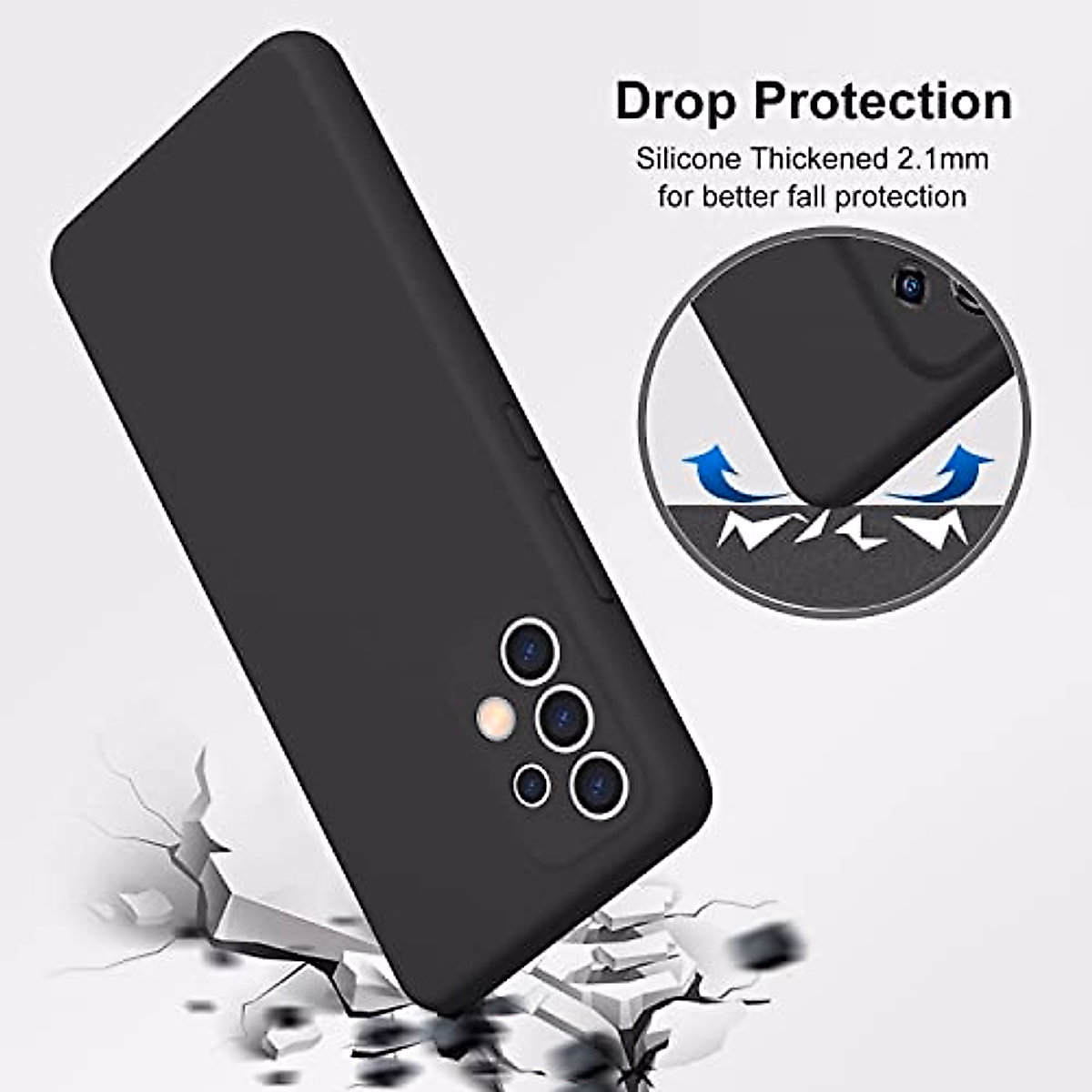 Gueen Compatible with Samsung Galaxy A53 5G Case, Premium Liquid Silicone, with [Camera Protection] [Soft Anti-Scratch Microfiber Lining] Full Body Shockproof Protective Phone Case - Black