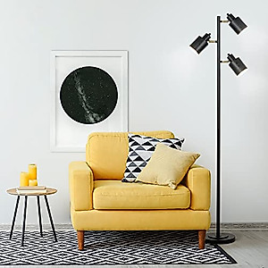 Catalina 23247-001 Modern Floor Lamp, 66", Black w/Metal Shades