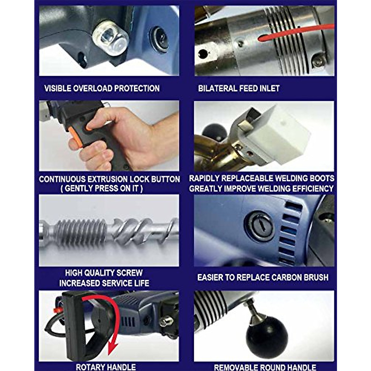 WELDY 3400W Handheld Plastic Extrusion Welding Machine kit Hot Air Plastic Welder Gun Vinyl Weld Extruder Welder Machine (WELDY booster EX3)