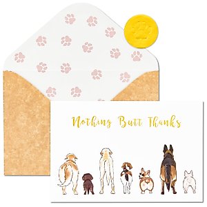Crisky 50 Count Dog Thank You Cards Nothing Butt Thanks Gold Foil Funny Thank You Cards with Envelopes & Stickers For Friends, Women Men, Teachers, Colleagues, Dog Lovers