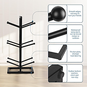 Fitlyiee 3 Layer Double-Sided Basketball Organizer Waterproof Iron Ball Storage Rack Sports Equipment Storage (Black)