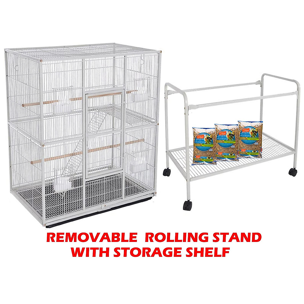 Extra Large Wrought Iron Chew-Proof 4-Levels Narrow Bar Spacing Ferret Chinchilla Squirrel Sugar Glider Rats Mices Rabbit Squirrel Hamster Cage Easy Clean Pull Out Tray with Removable Rolling Stand